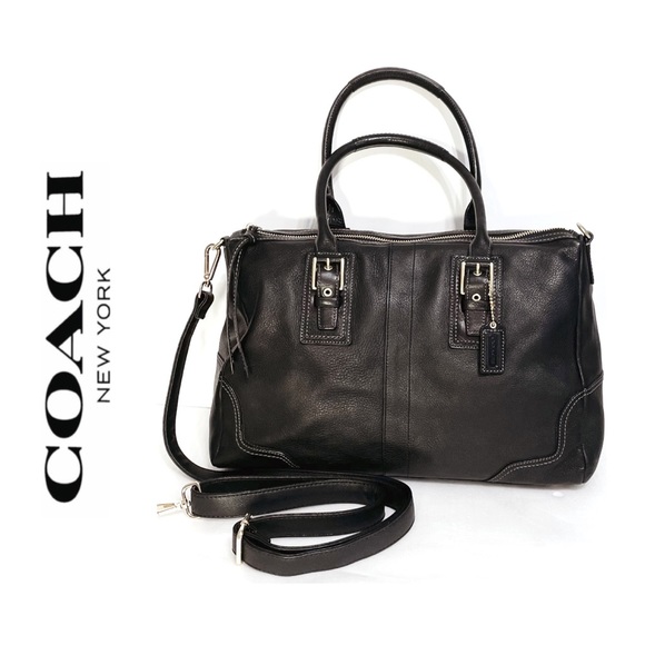 Coach | Bags | Coach Hamilton Black Leather Fullgrain Cowhide Carryall ...